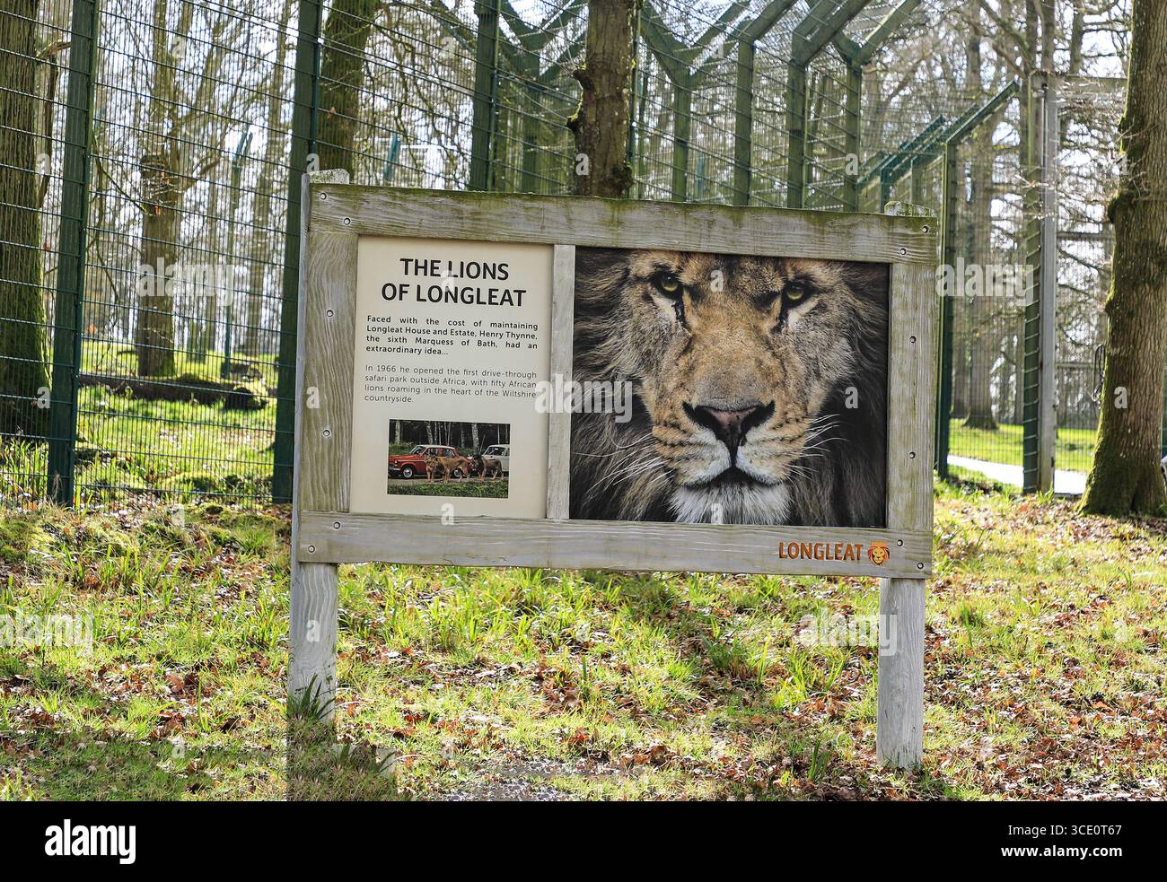 A sign for the Lions Of Longleat at Longleat Safari and Adventure Park ...