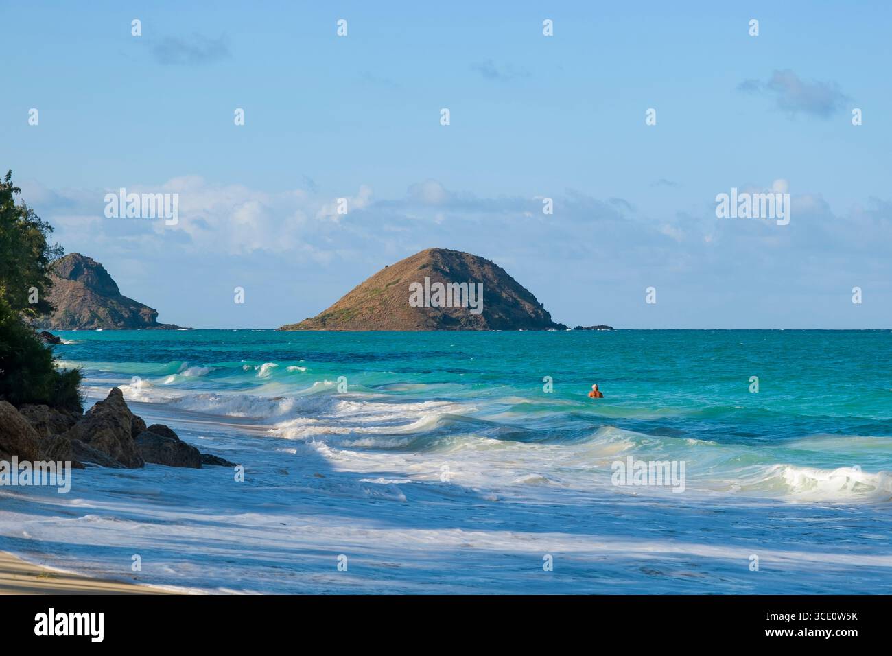 Moku Iki island seen from the beach at Bellows Air Force Station ...