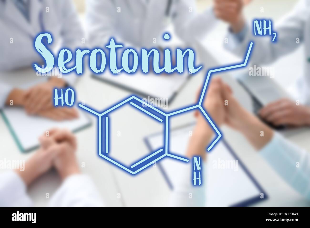 Banner with structural chemical formula of serotonin Stock Photo - Alamy