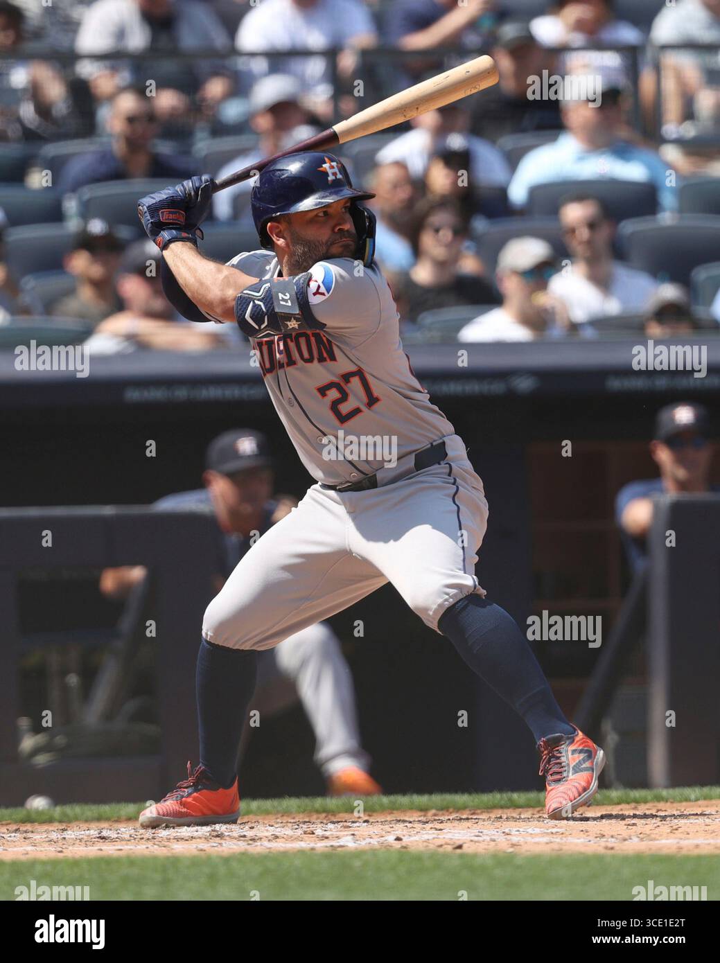 Houston Astros' Jose Altuve bats during the fifth inning of a baseball ...