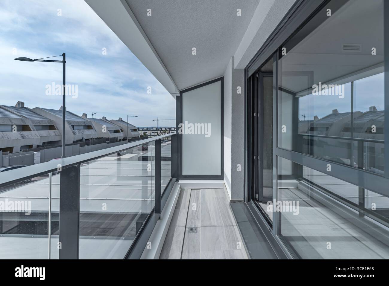 Upper trim for terrace windows with custom-made gray aluminum flashing ...