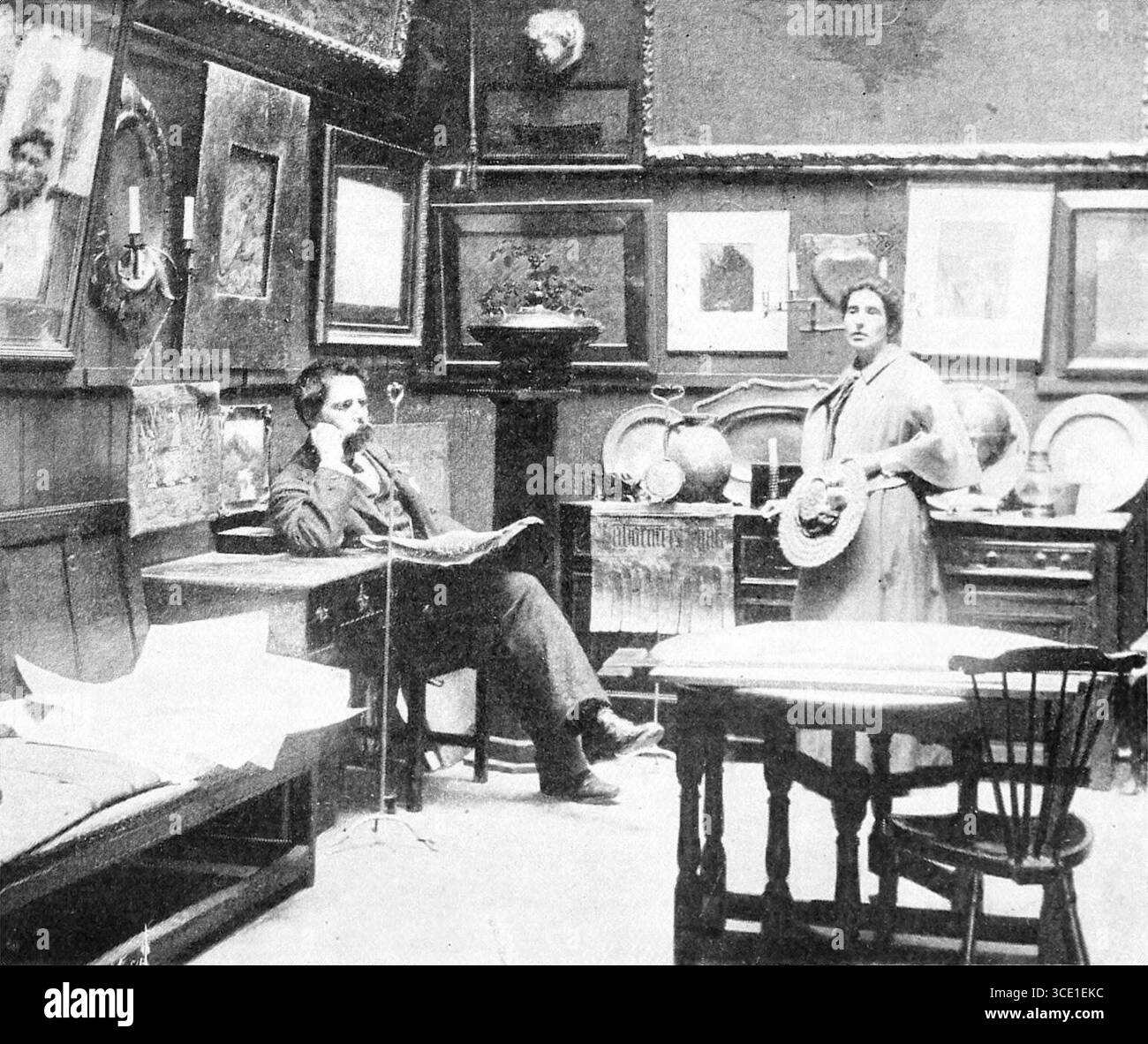 Nelson and Edith Dawson - photo in their studio - c.1896 Stock Photo ...