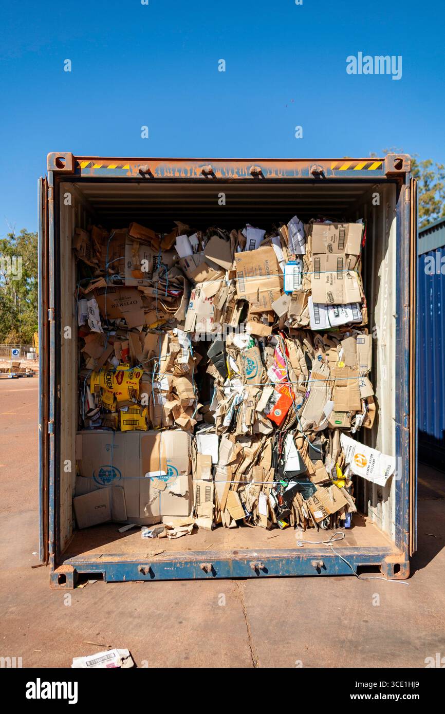 loaded recycling container cardboard waste paper cardboard packaging ...