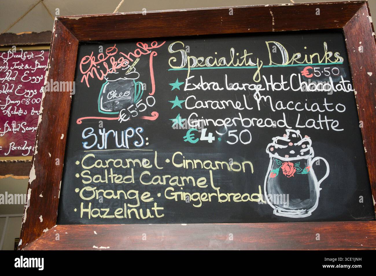 Chalk menu board inside the Workshop Cork Tea Rooms, Upper Ballygarven ...