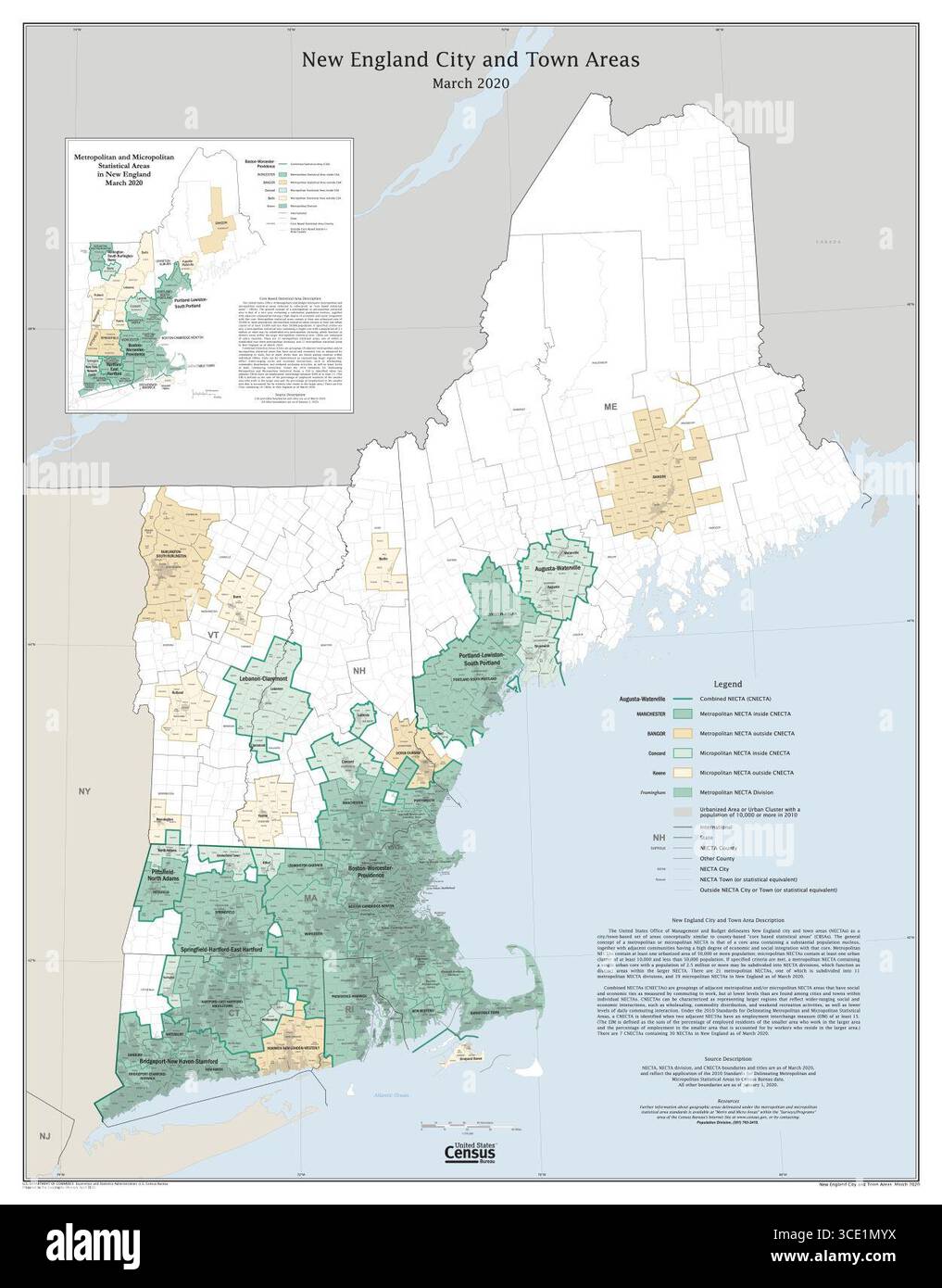 New England City and Town Areas Map (March 2020 Stock Photo - Alamy