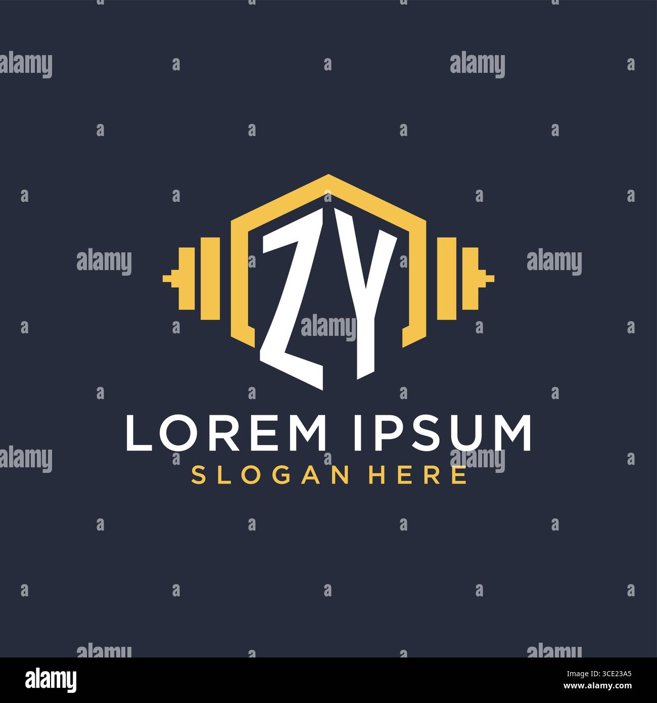 Initial ZY logo design for fitness center with creative dumbbell ...