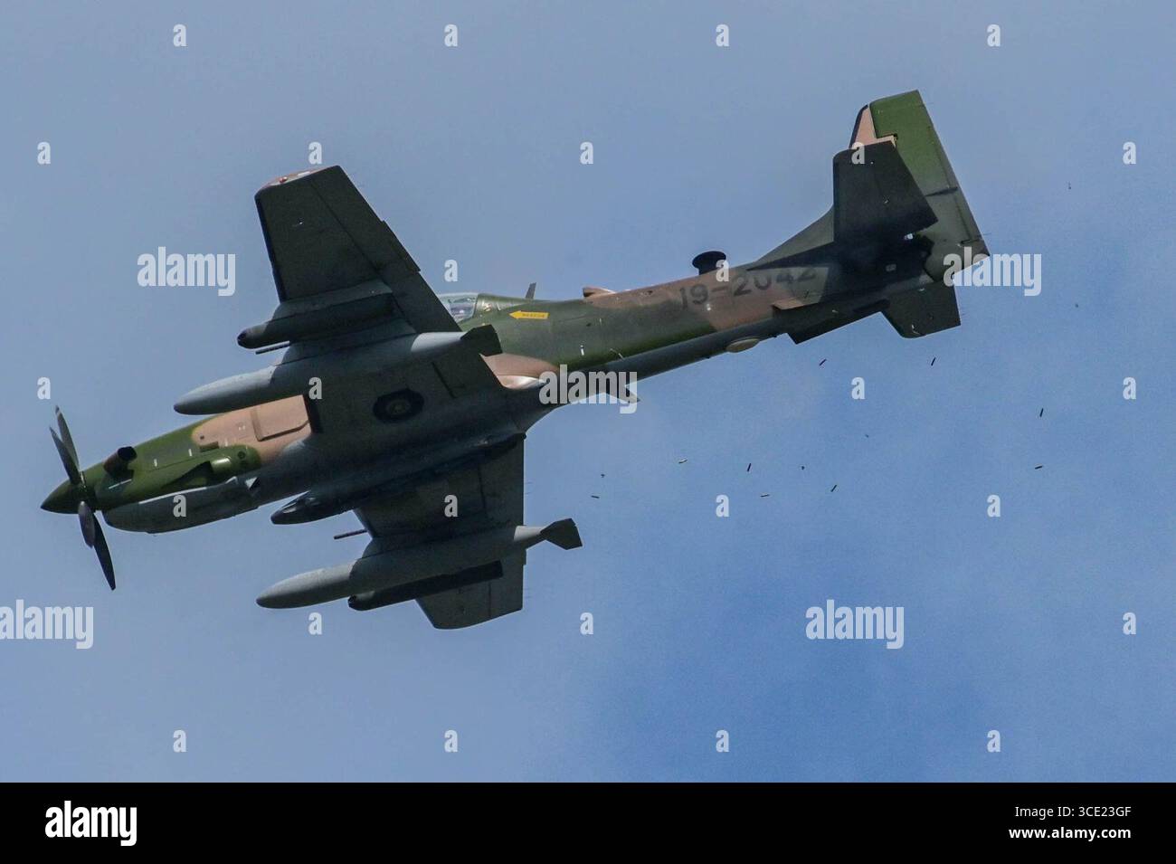 Nigerian Air Force A-29 Super Tucano aircraft pilot fires two .50 ...