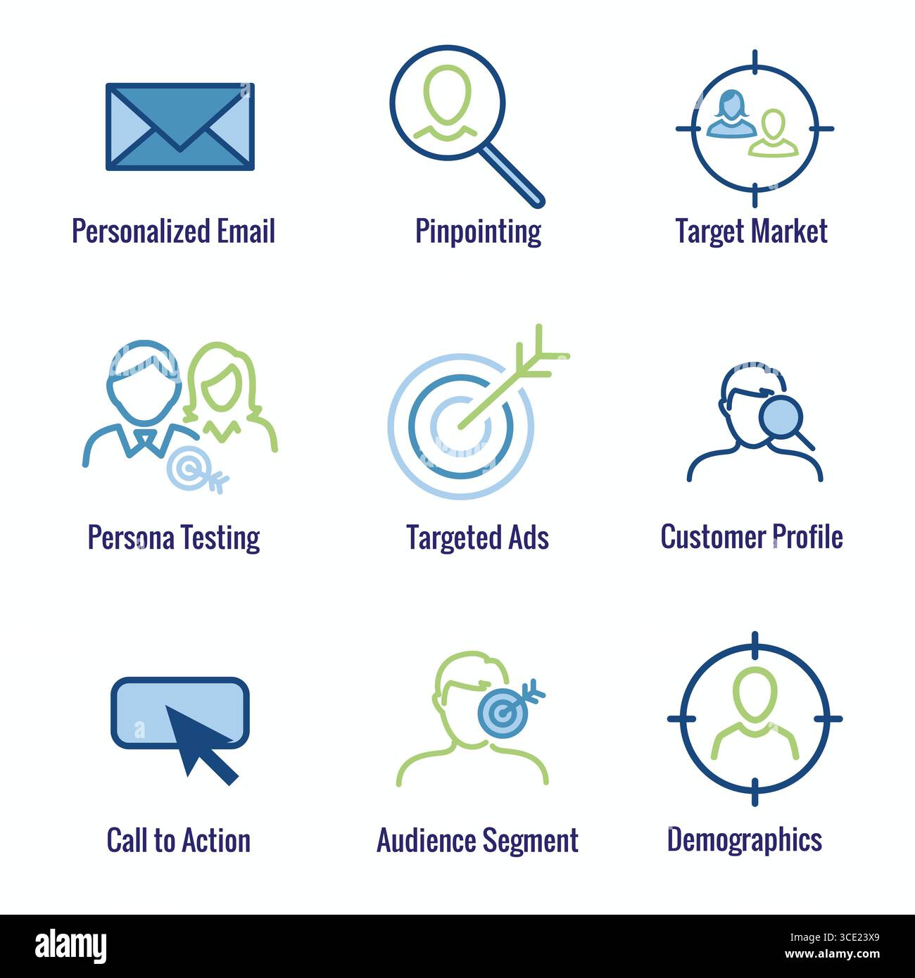 Marketing Strategy Icon Set with SEO, mobile optimization ...