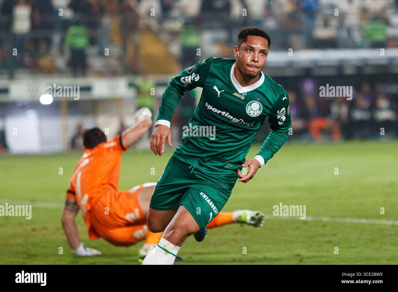 Lima, Peru - August 14: Vitor Roque of SE Palmeiras (C) celebrates his ...