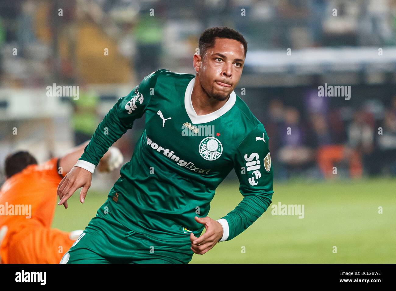 Lima, Peru - August 14: Vitor Roque of SE Palmeiras (C) celebrates his ...