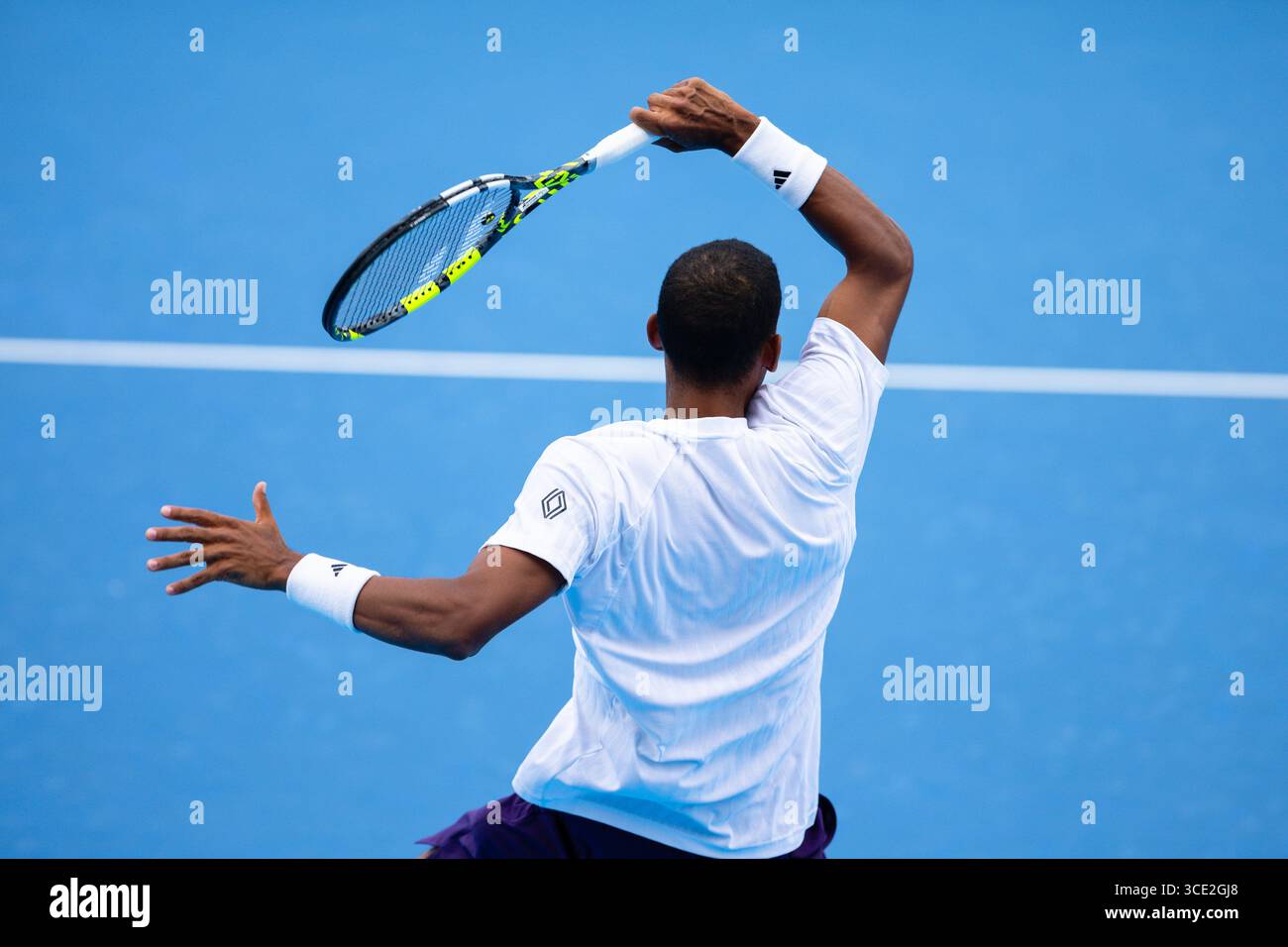 MASON, OHIO - AUGUST 14: Felix Auger-Aliassime of Canada in action ...