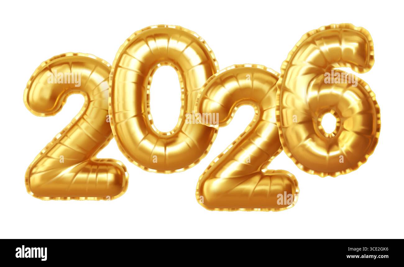 2026 golden numbers confetti hi-res stock photography and images - Alamy