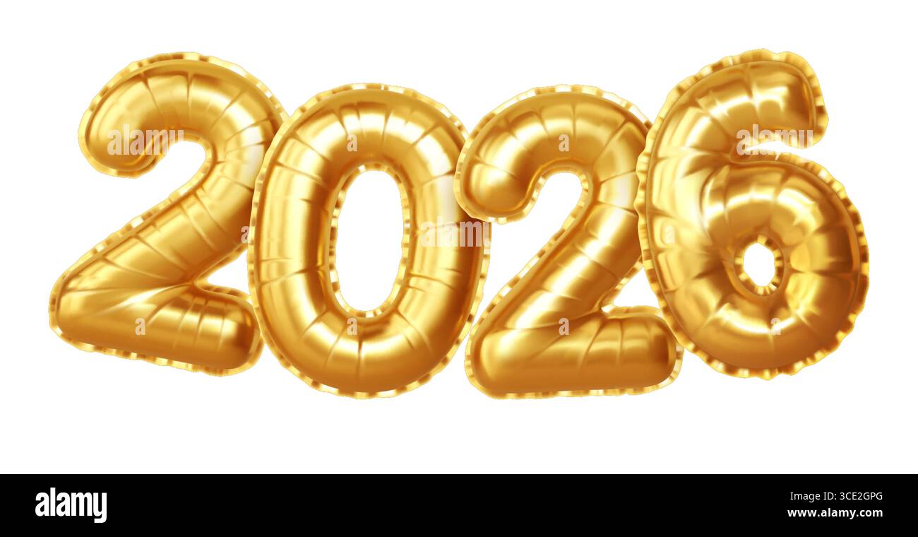 Vector Illustration Background of Golden 2026 Balloons, Celebrating a ...