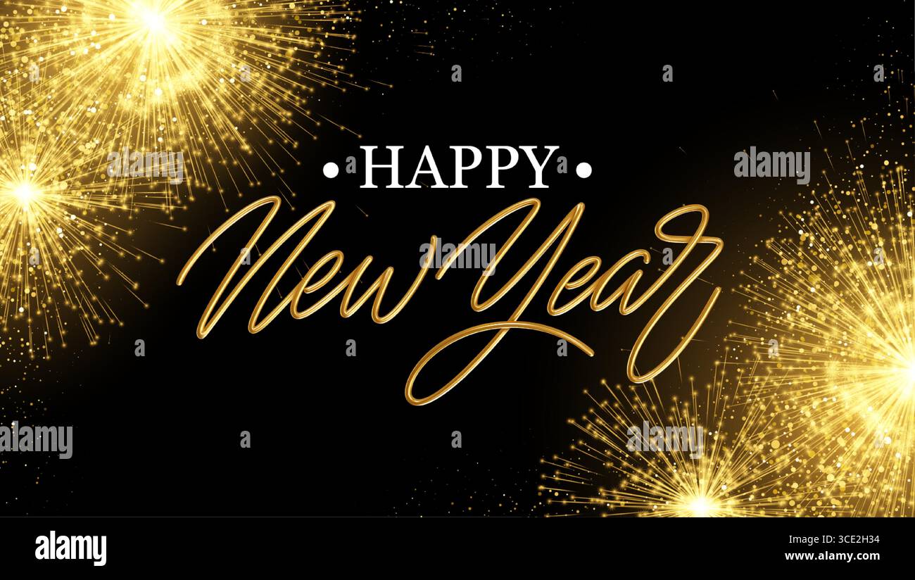 2026 banner gold fireworks Stock Vector Images - Alamy