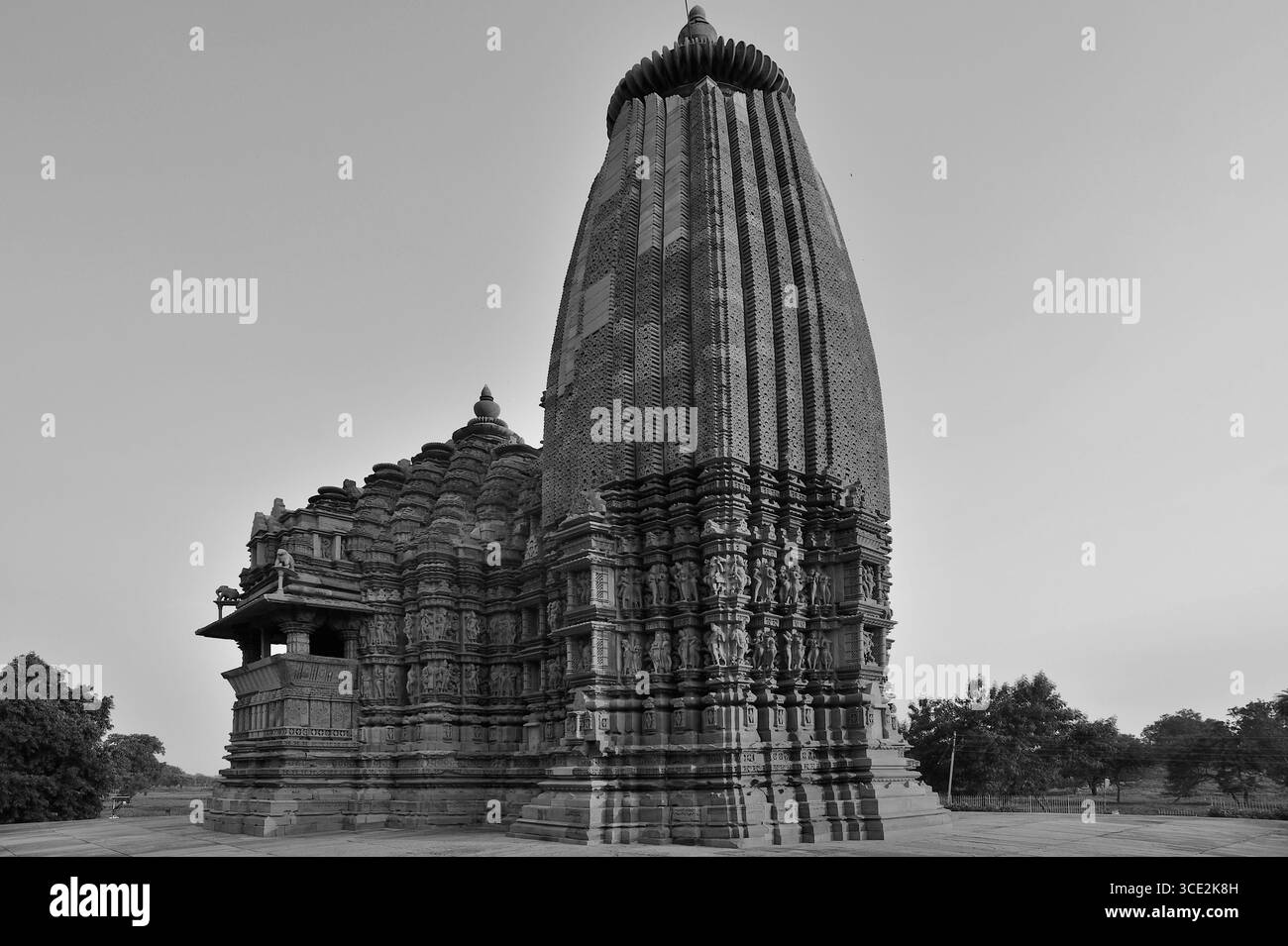 Black and white photo of Vamana Temple at Khajuraho state Madhya ...