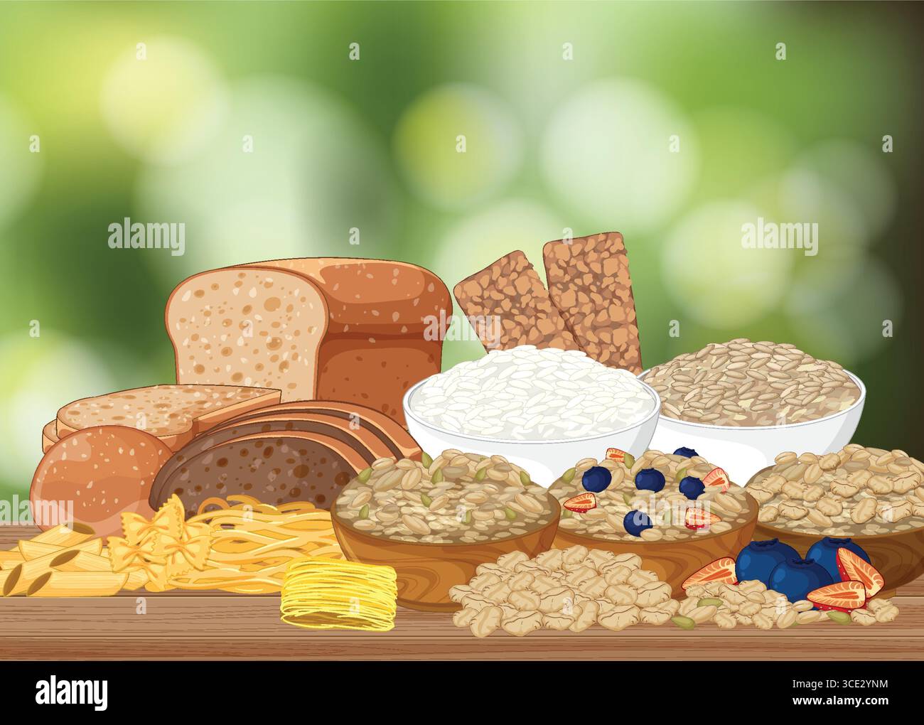 Rich on carbohydrates food Stock Vector Images - Alamy