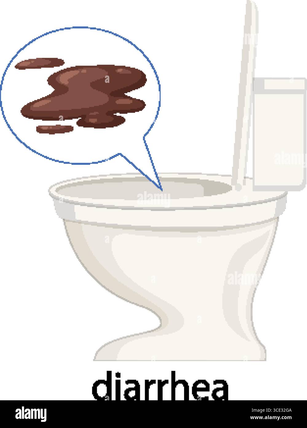 Vector illustration of a toilet with a speech bubble showing diarrhea ...