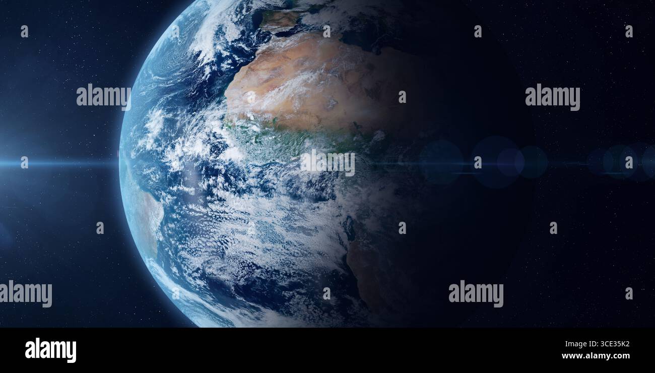 Planet Earth in outer space. Earth Surface with ocean, continents and ...
