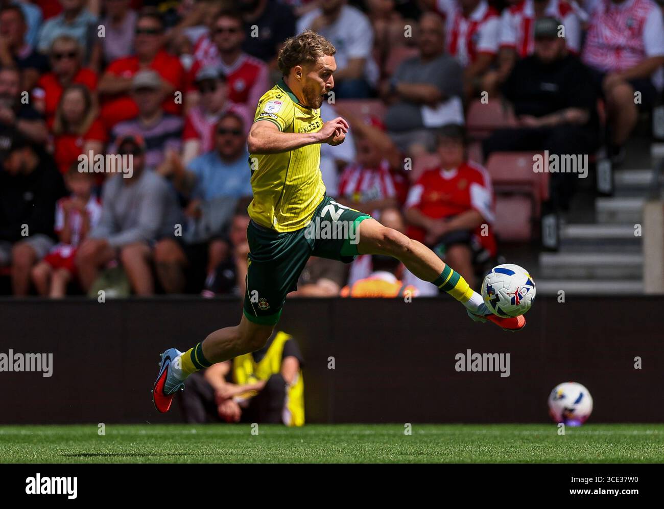 Wrexham's Sam Smith in action during the Sky Bet Championship match at ...
