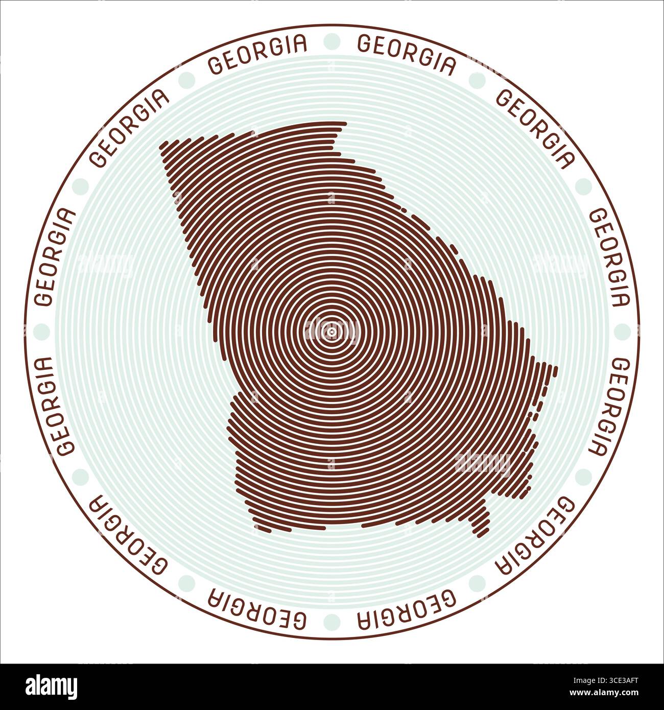 Georgia round logo design. State shape built of rings. Georgia text ...