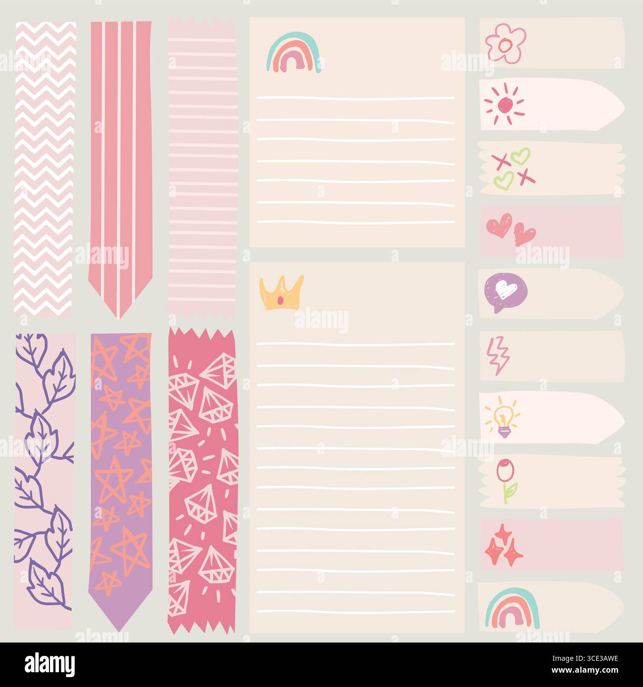 cute pink heart sticker vector set Stock Vector Image & Art - Alamy