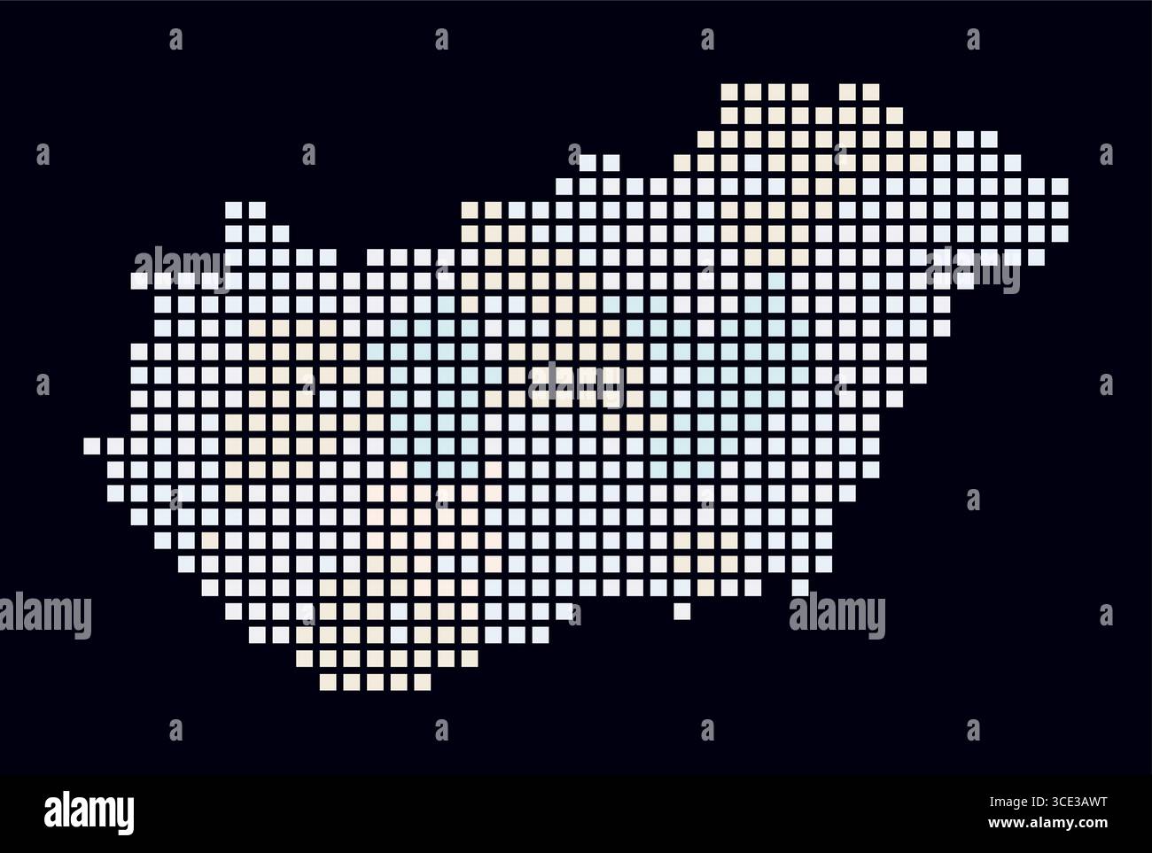 Hungary dotted map. Digital style map of the country on dark background ...