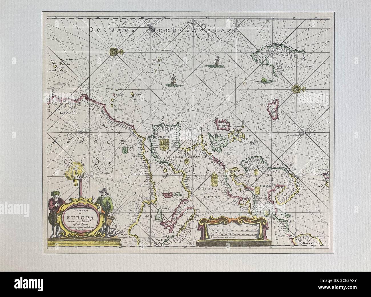 Map of the coasts of Europe and Northwest Africa by Pieter Goos, Amsterdam, circa 1660 Stock ...