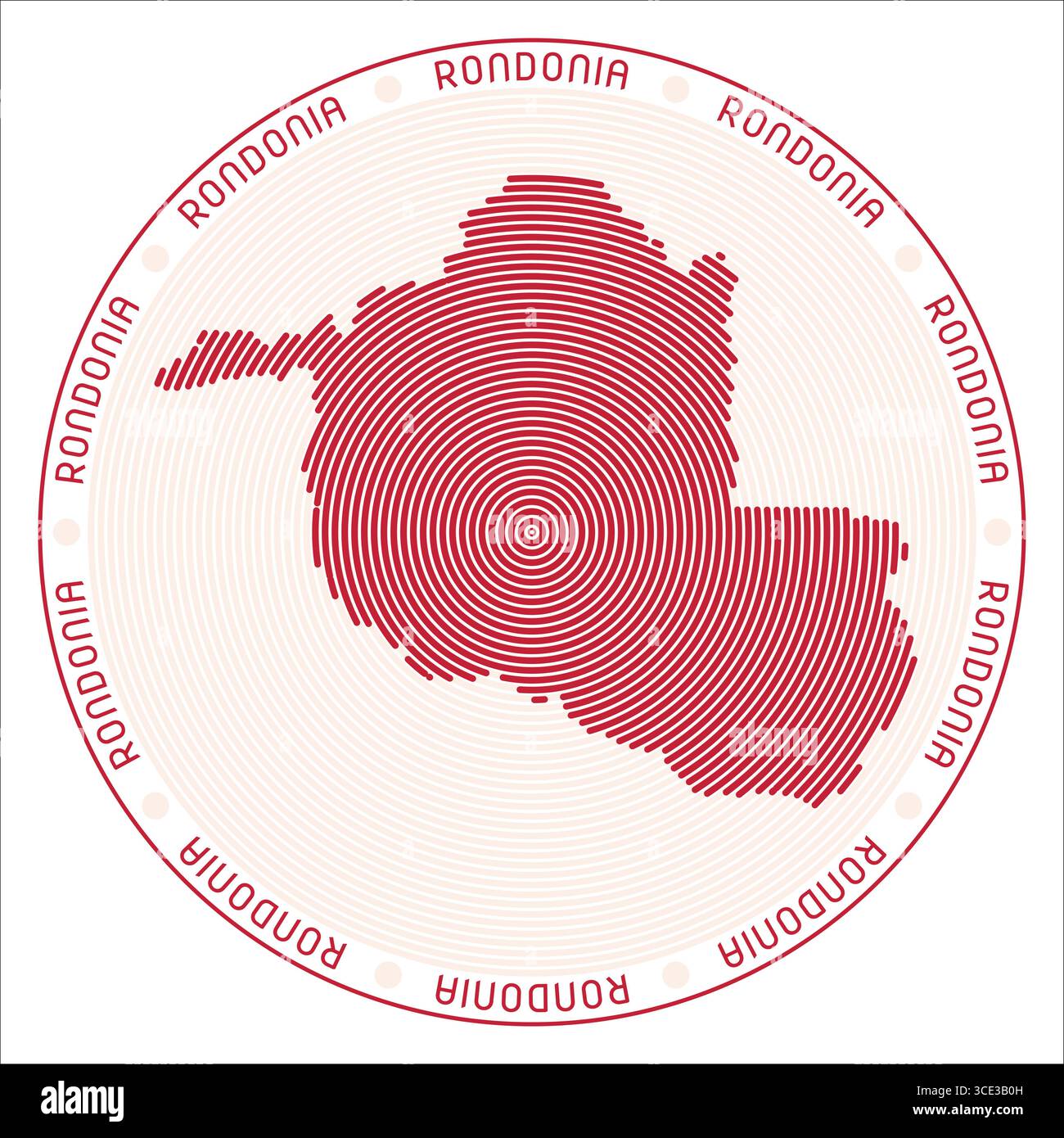 Rondonia round logo design. State shape built of rings. Rondonia text ...