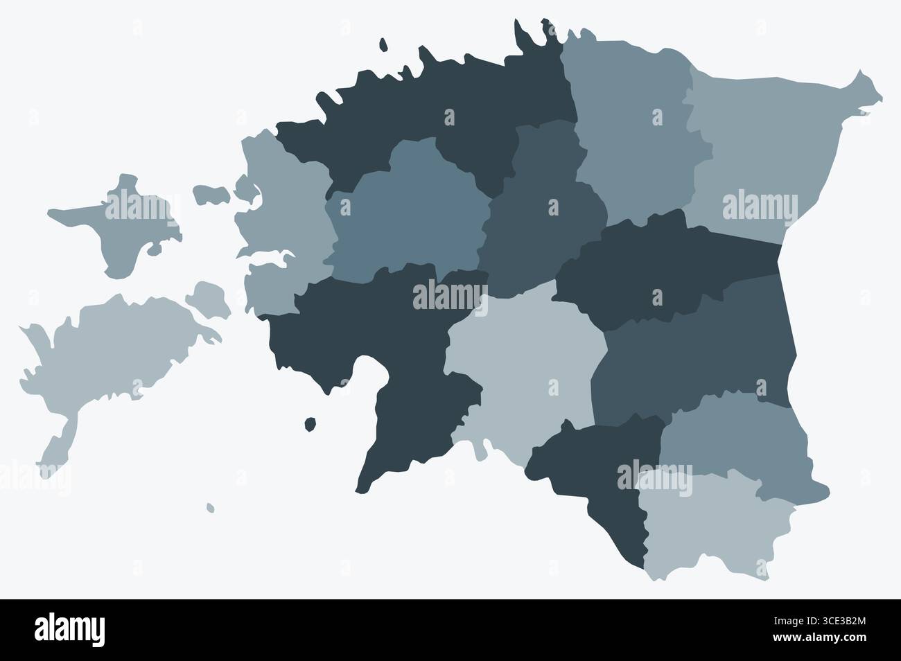 Map of Estonia with regions. Just a simple country border map with ...