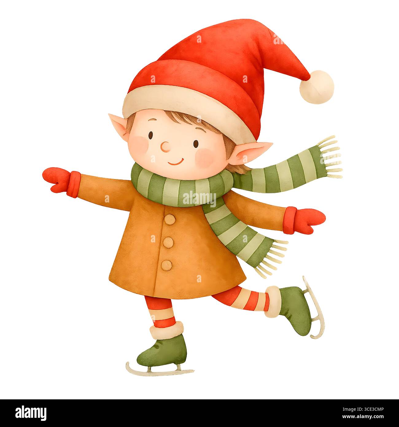 Cute Christmas Elf Illustration, Festive Holiday Helper Character ...