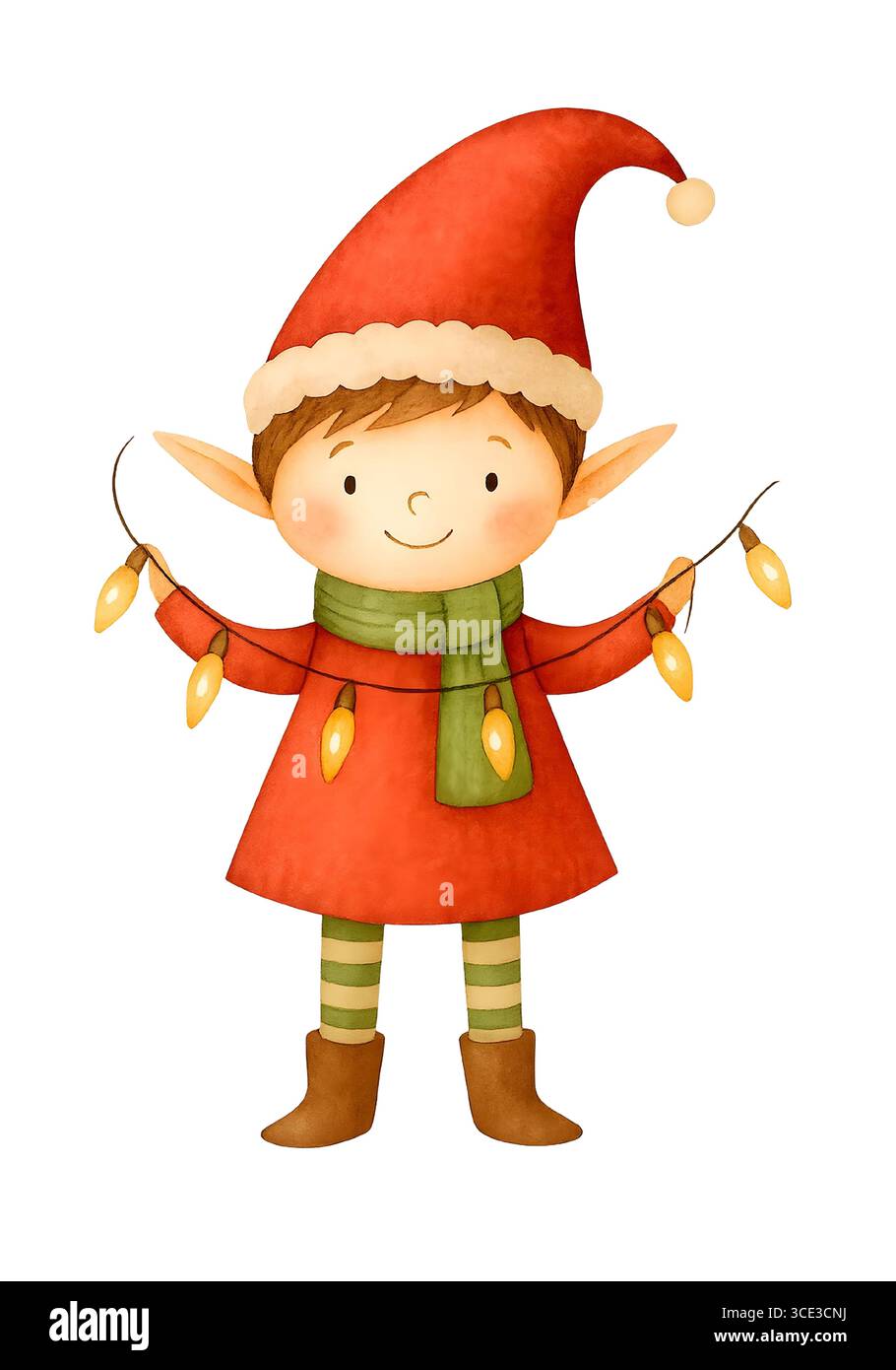 Cute Christmas Elf Illustration, Festive Holiday Helper Character ...