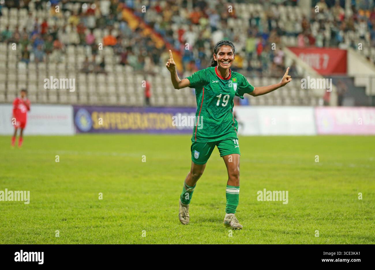 SAFF U-20 Women's Championship match between Bangladesh (Green)- Nepal ...