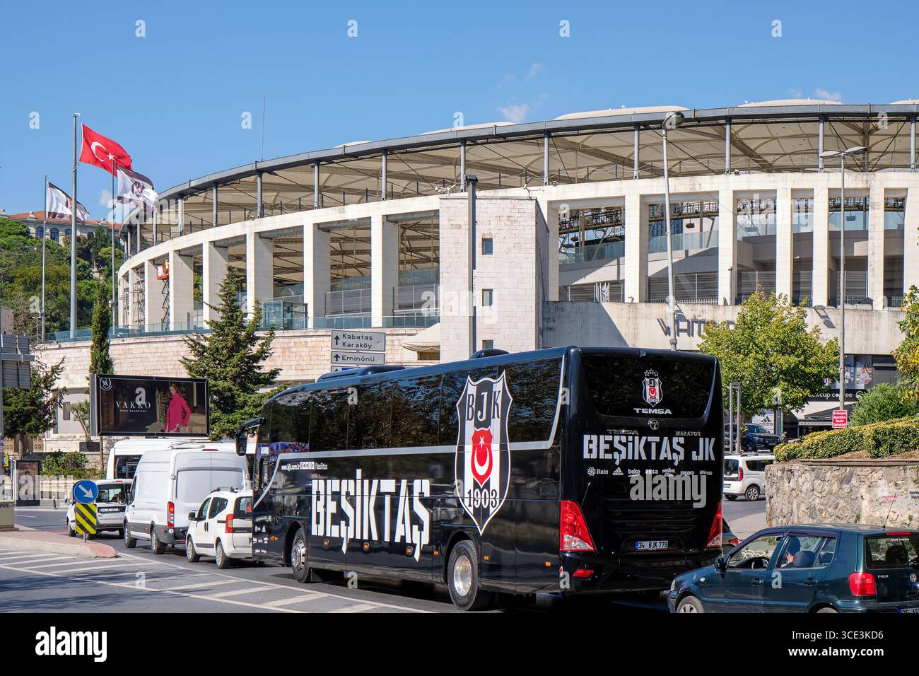 Besiktas JK football club team bus parked outside Besiktas Vodafone ...