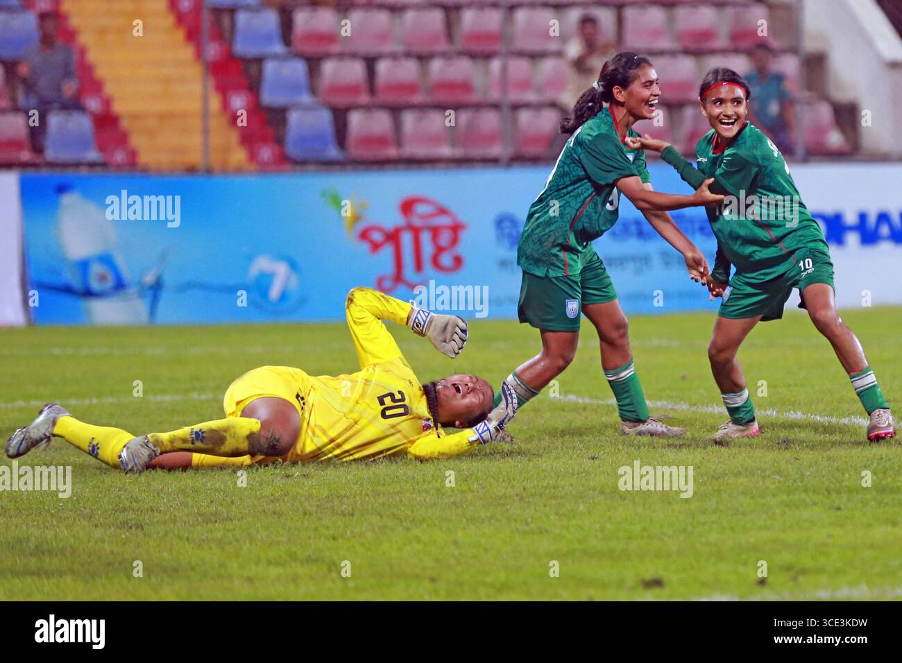 SAFF U-20 Women's Championship match between Bangladesh (Green)- Nepal ...