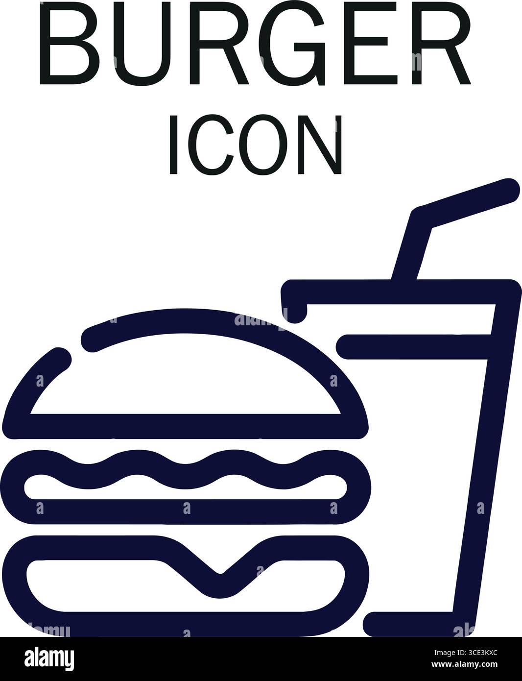 Modern minimal burger and drink icon perfect for fast food branding and ...