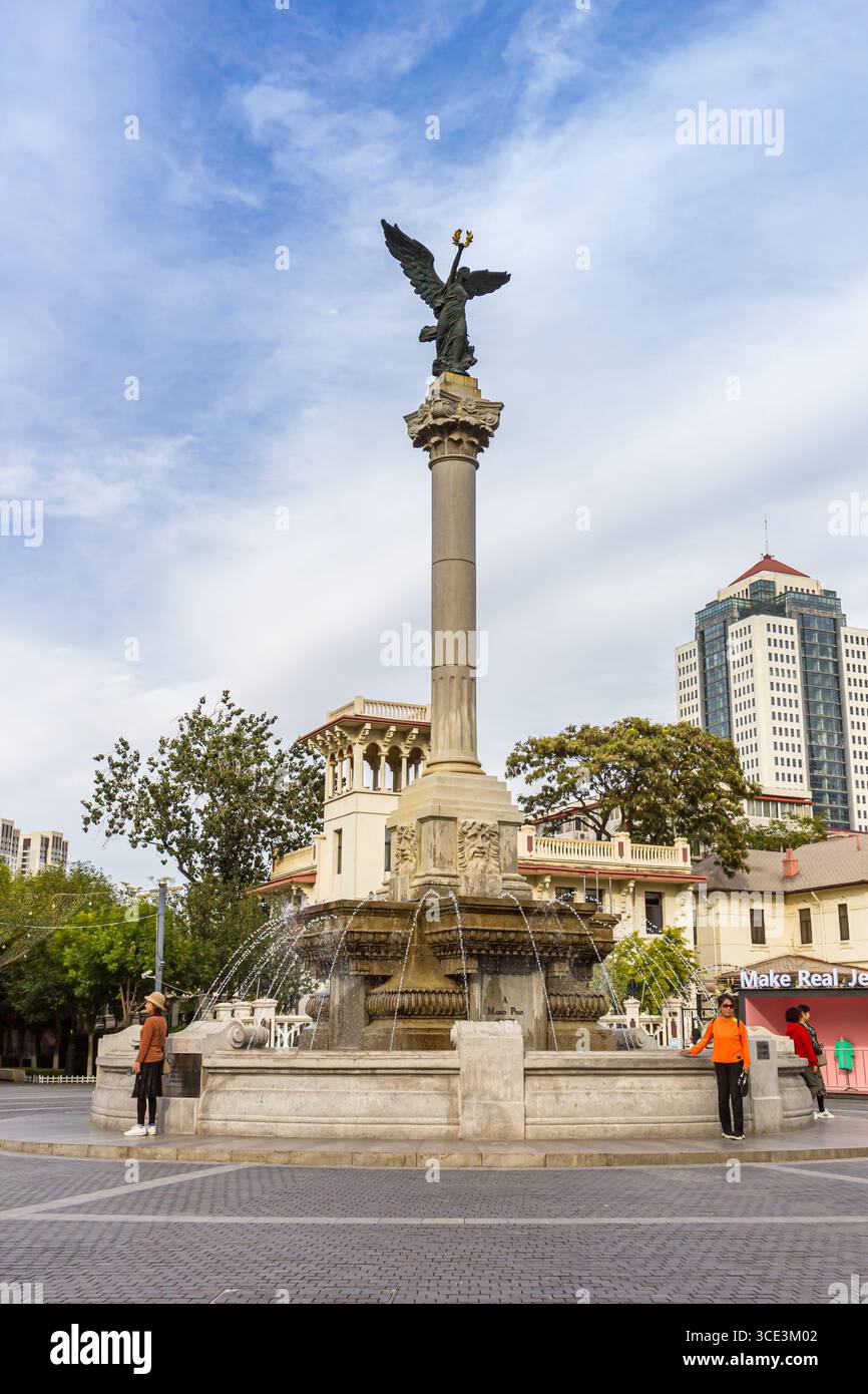 Fountain on the Marco Polo Square in the Italian style neighbourhood of ...