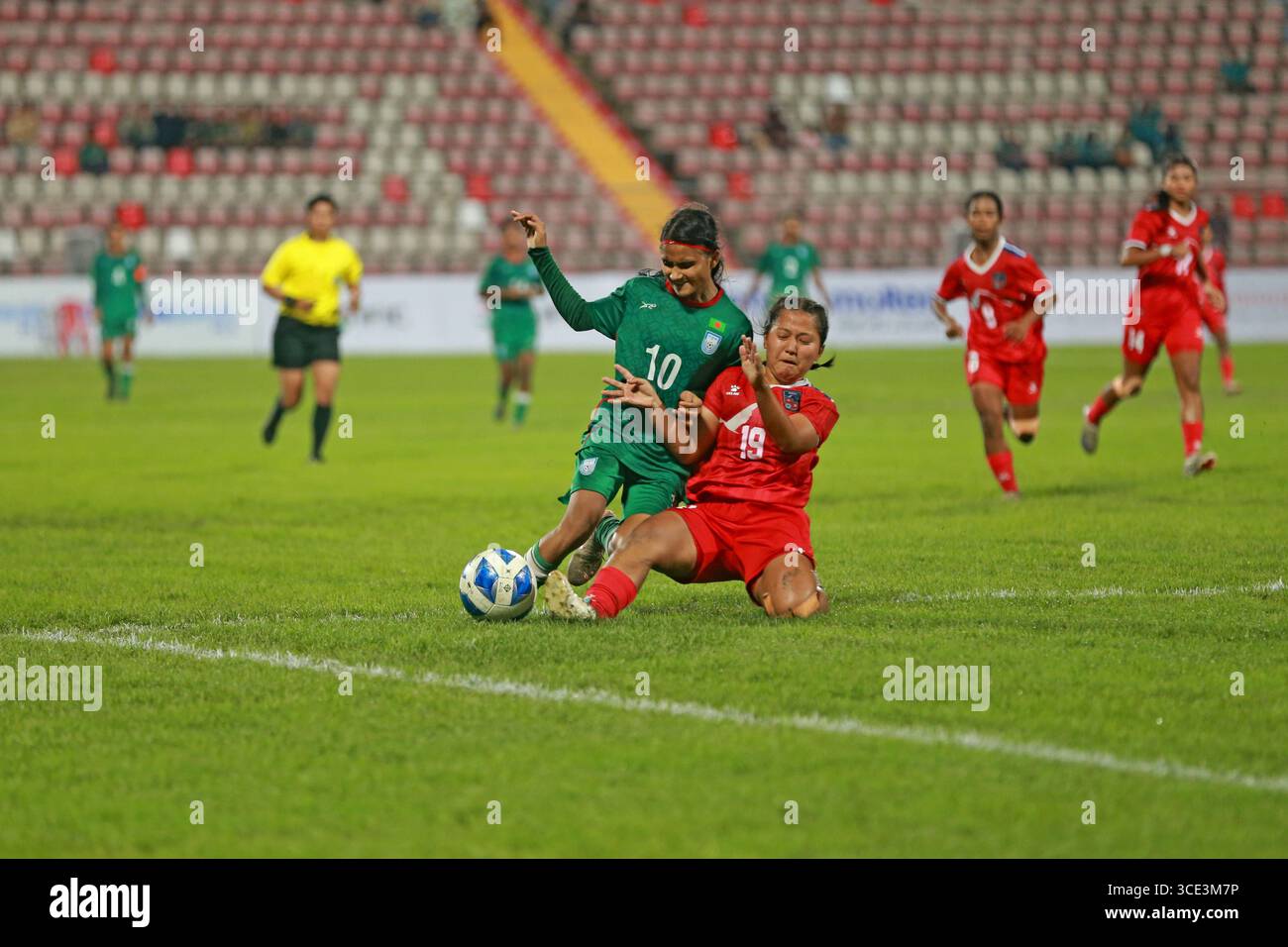 SAFF U-20 Women's Championship match between Bangladesh (Green)- Nepal ...