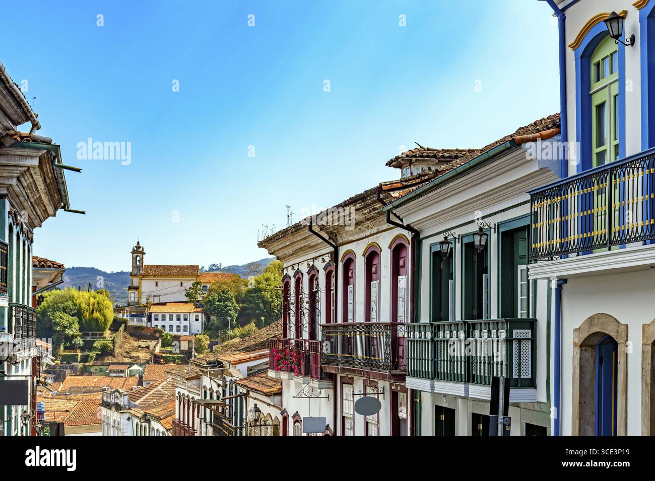 The city of Ouro Preto with its colonial-style mansions and baroque ...