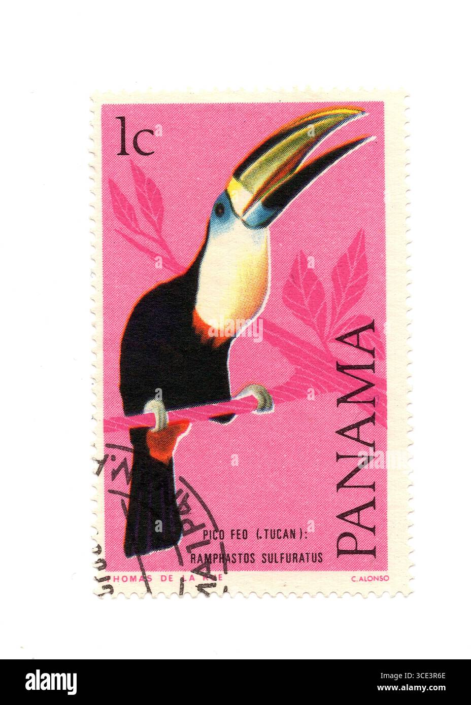 A vintage postage stamp from Panama Isolated on a white background ...