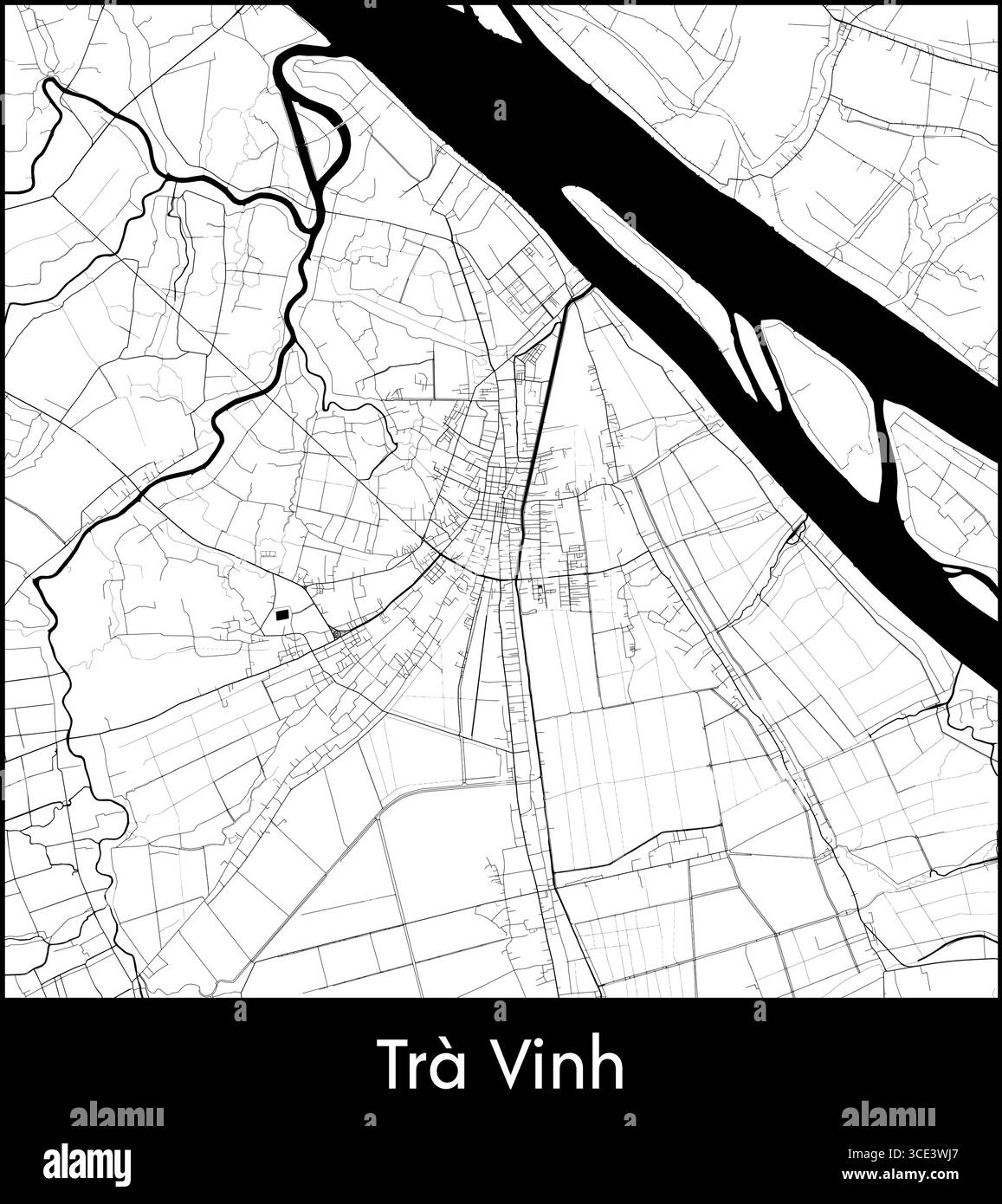 Tra Vinh city map, Vietnam - Topographic vector map poster Stock Vector ...