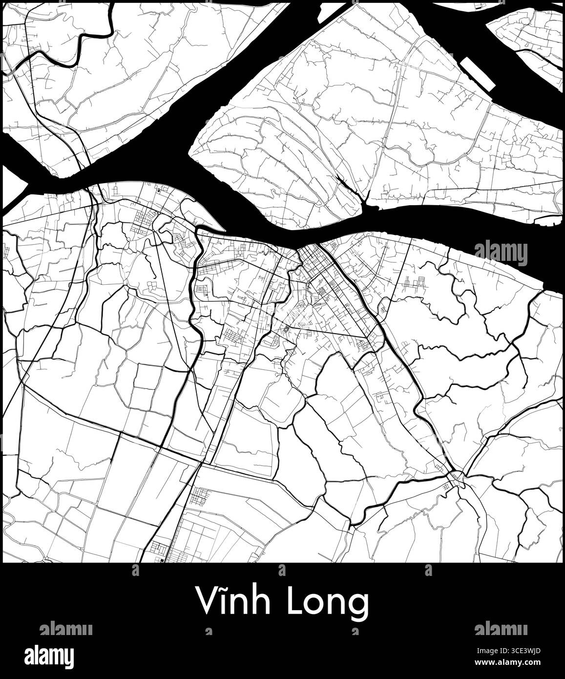 Vinh Long city map, Vietnam - Topographic vector map poster Stock ...