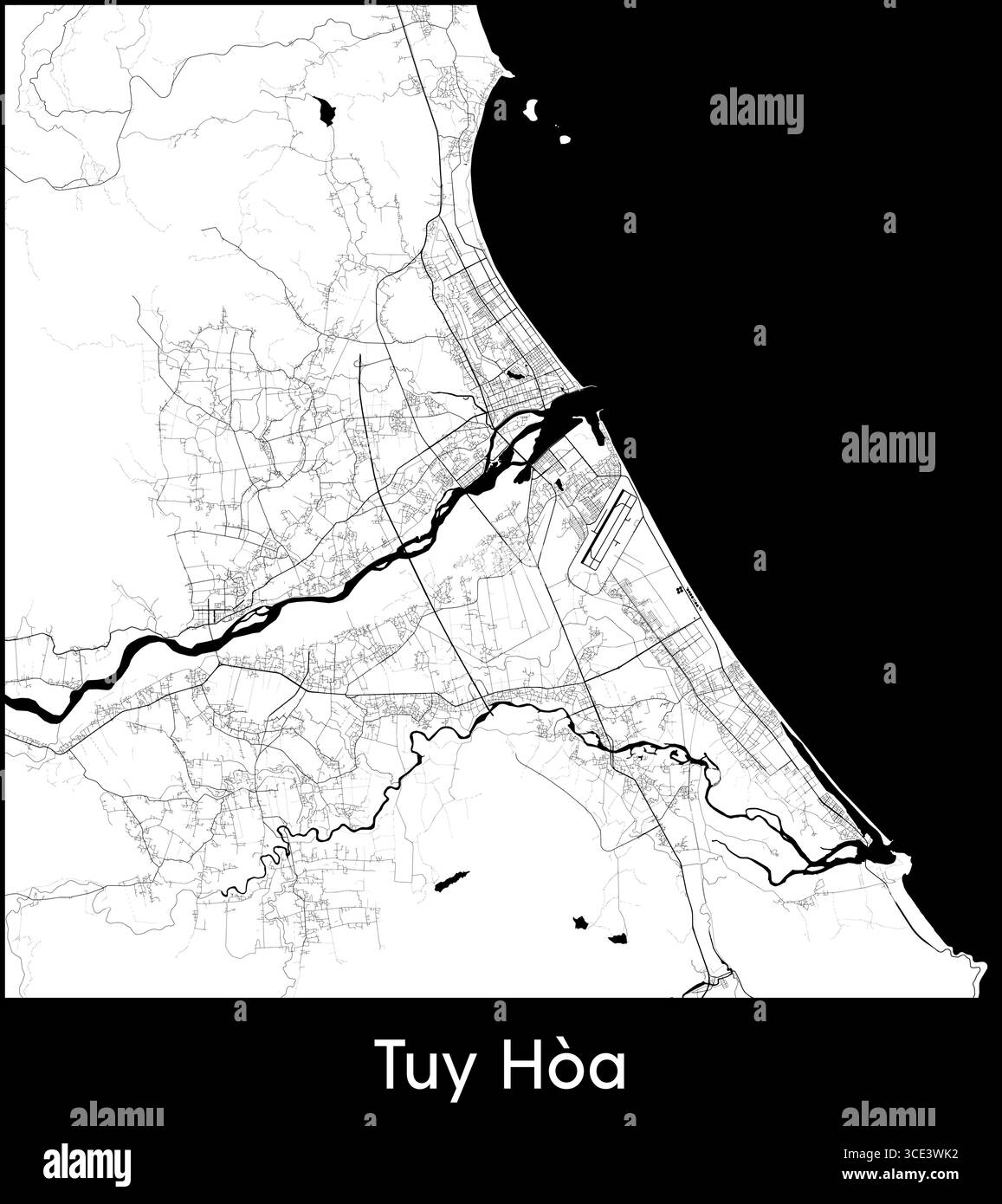 Tuy Hoa city map, Vietnam - Topographic vector map poster Stock Vector ...