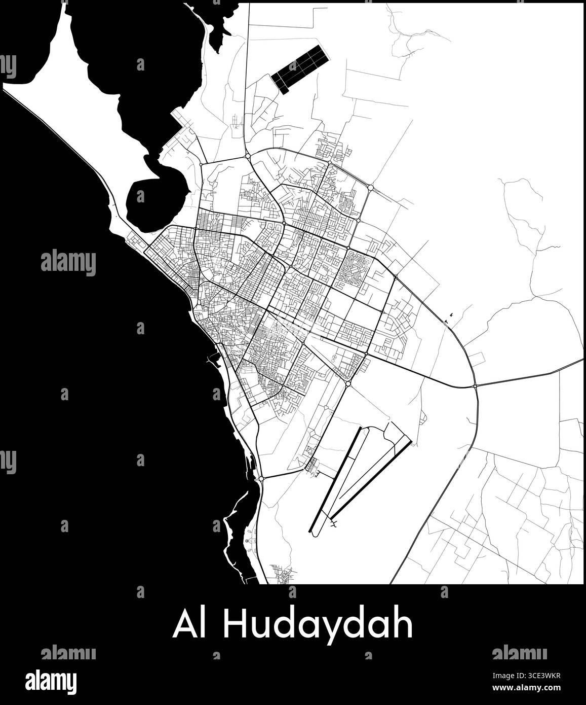 Al hudaydah outline map Black and White Stock Photos & Images - Alamy