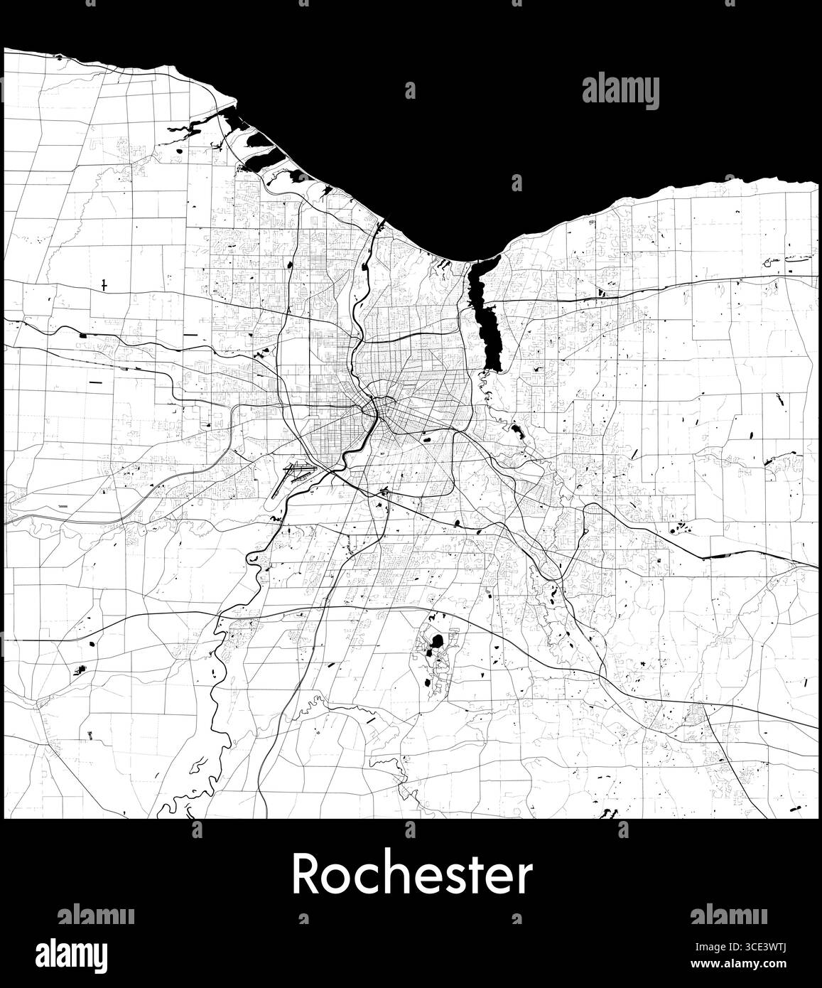 Rochester city map, United States - Topographic vector map poster Stock ...