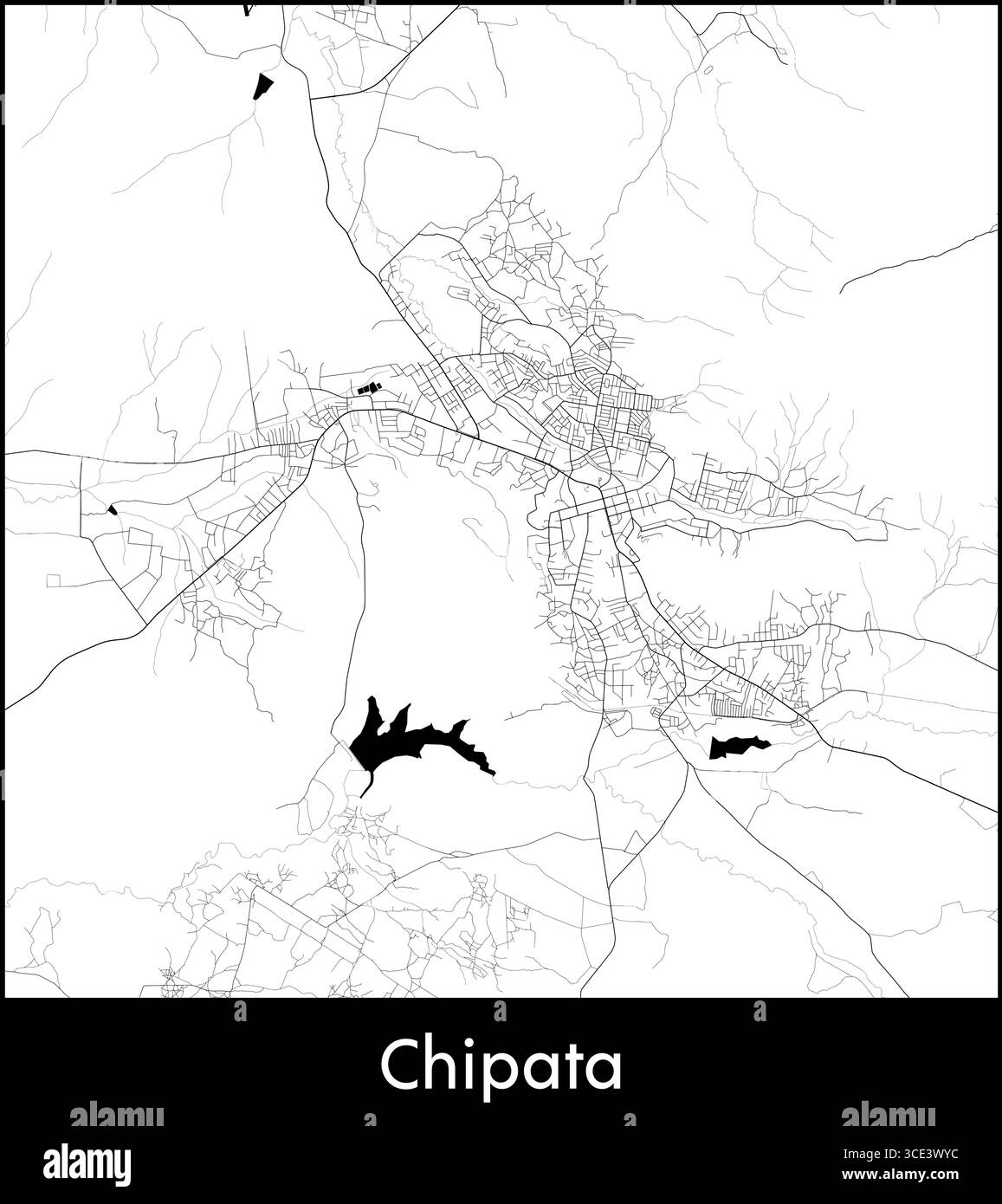 Chipata city map, Zambia - Topographic vector map poster Stock Vector ...