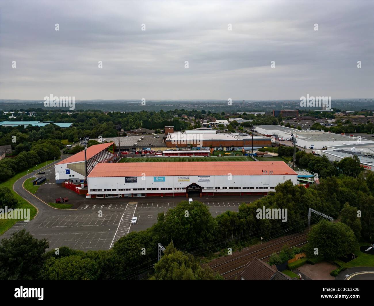 An aerial view of New Douglas Park in Hamilton, South Lanarkshire ...
