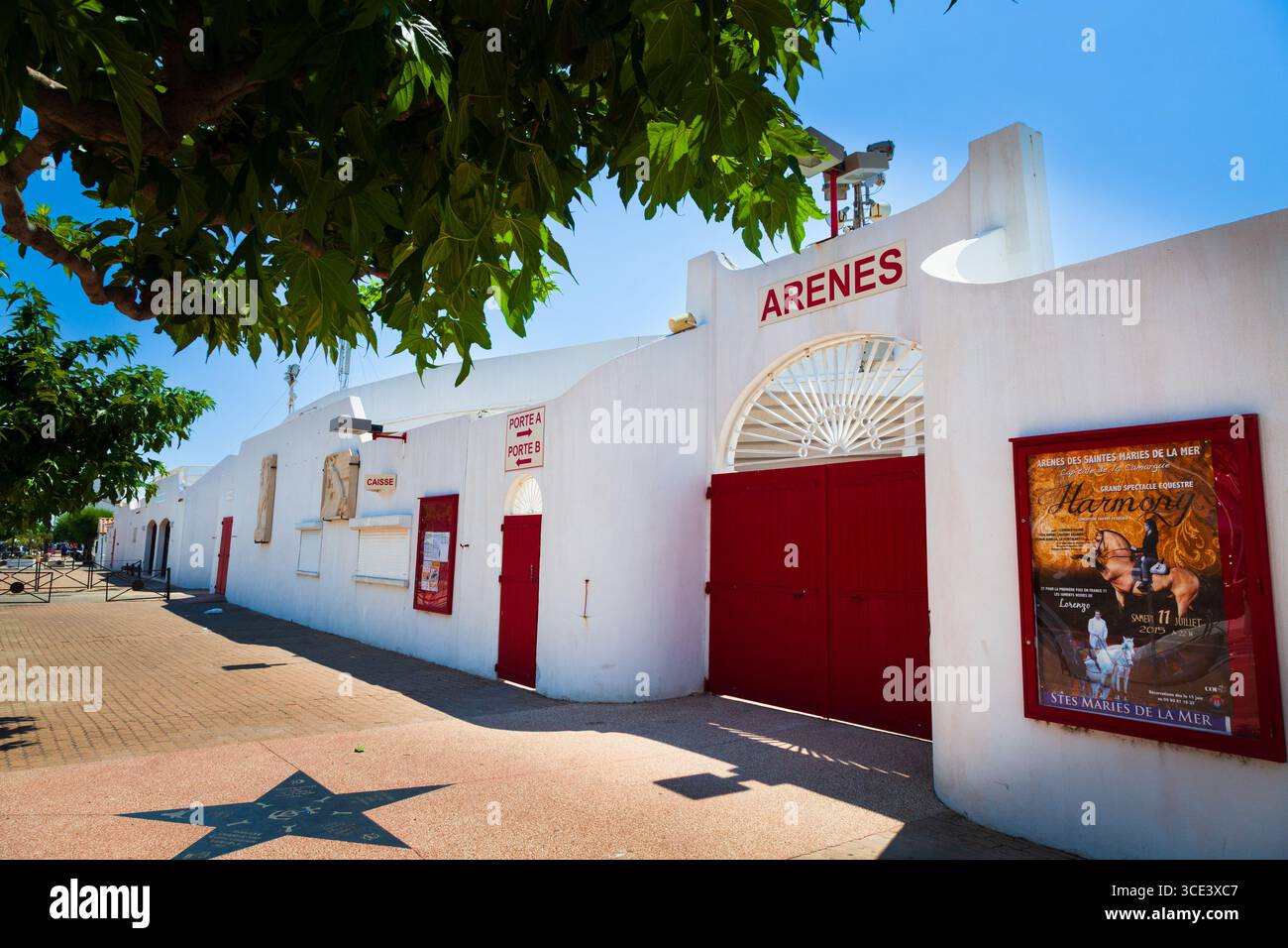 Outside of arenas of saintes maries de la mer bullring hi-res stock ...