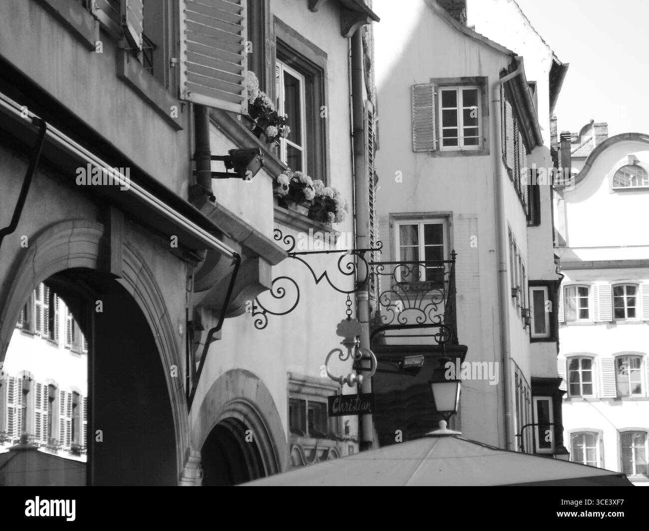 Old street picturesque houses Black and White Stock Photos & Images - Alamy
