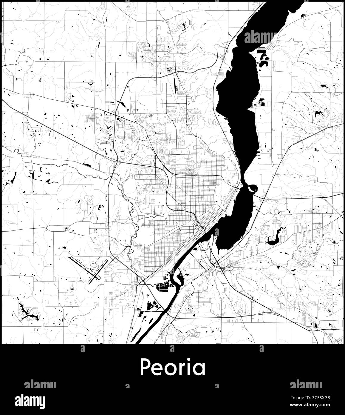 Peoria outline map Black and White Stock Photos & Images - Alamy