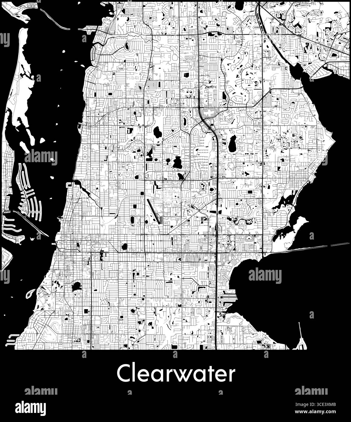 Clearwater city map, United States - Topographic vector map poster ...
